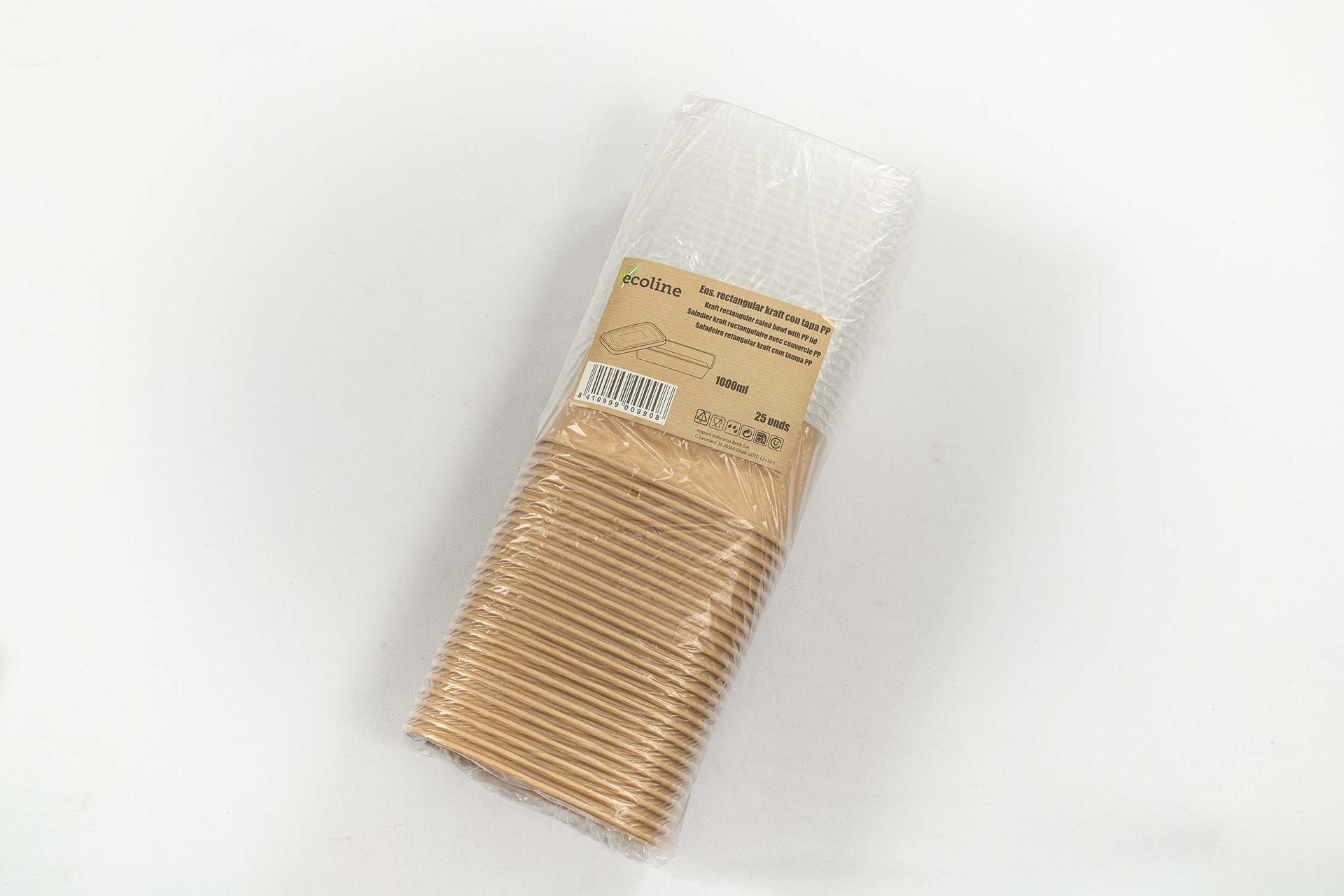 Kraft rectangular box 1000ml+PPP lid (12*6) - Wilmax Porcelain